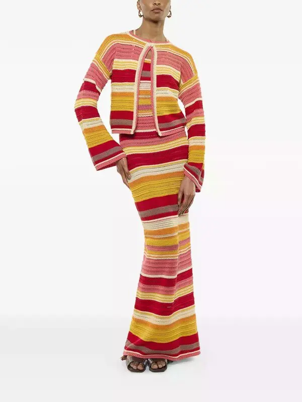 LANEUS Striped Knit Cardigan