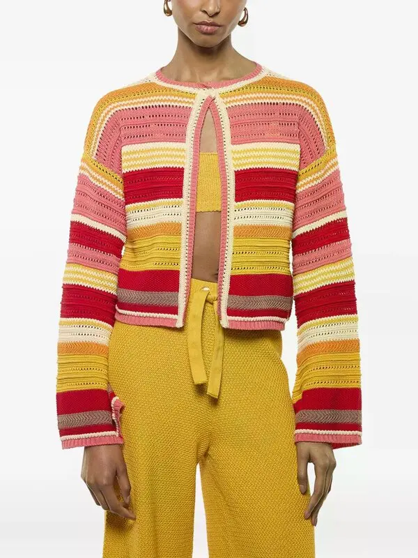 LANEUS Striped Knit Cardigan