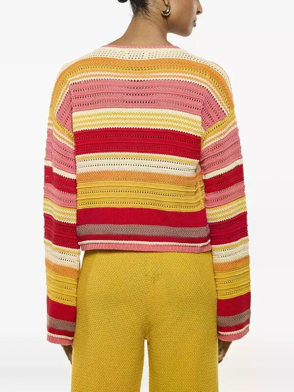 LANEUS Striped Knit Cardigan