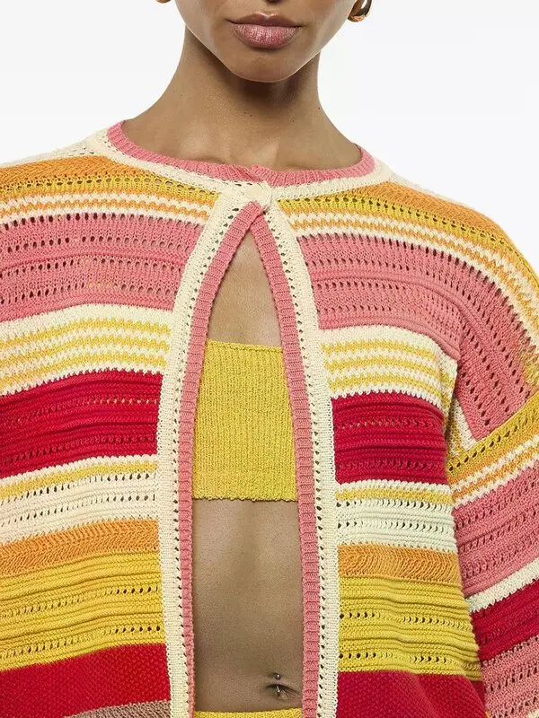 LANEUS Striped Knit Cardigan