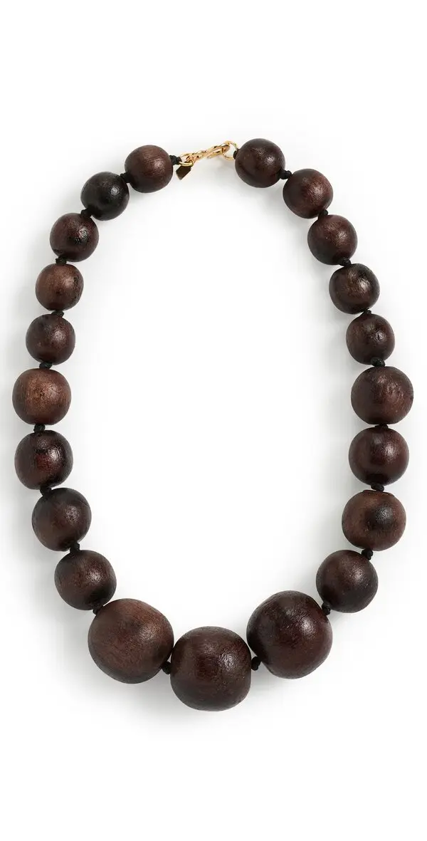 KENNETH JAY LANE Round Wood Ball Necklace - Brown Wood