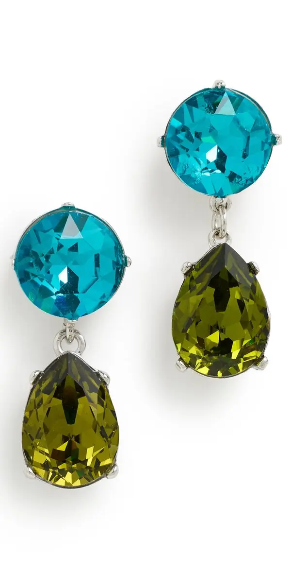 KENNETH JAY LANE Olivine Teardrop Bottom Earrings - Aqua/olivine