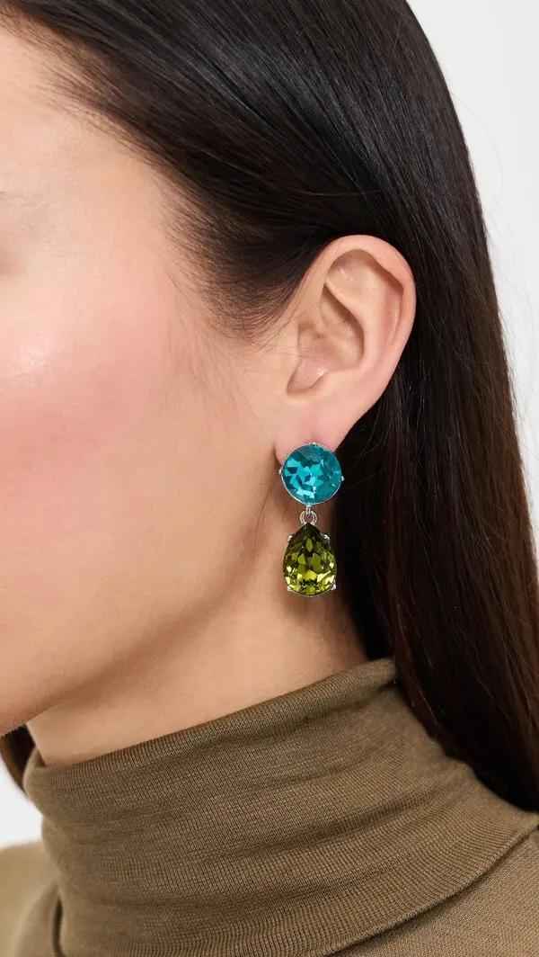 KENNETH JAY LANE Olivine Teardrop Bottom Earrings