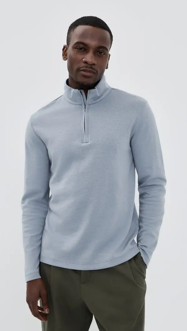 Vince Cotton Blend Quarter Zip Pullover