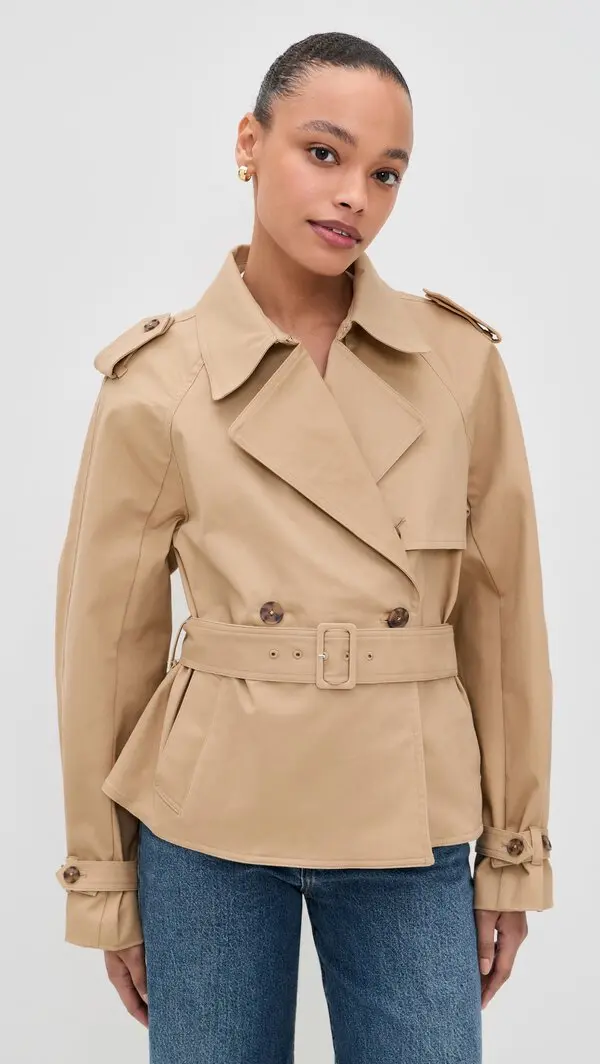 Good American Twill Trench Jacket - Sandy Fawn