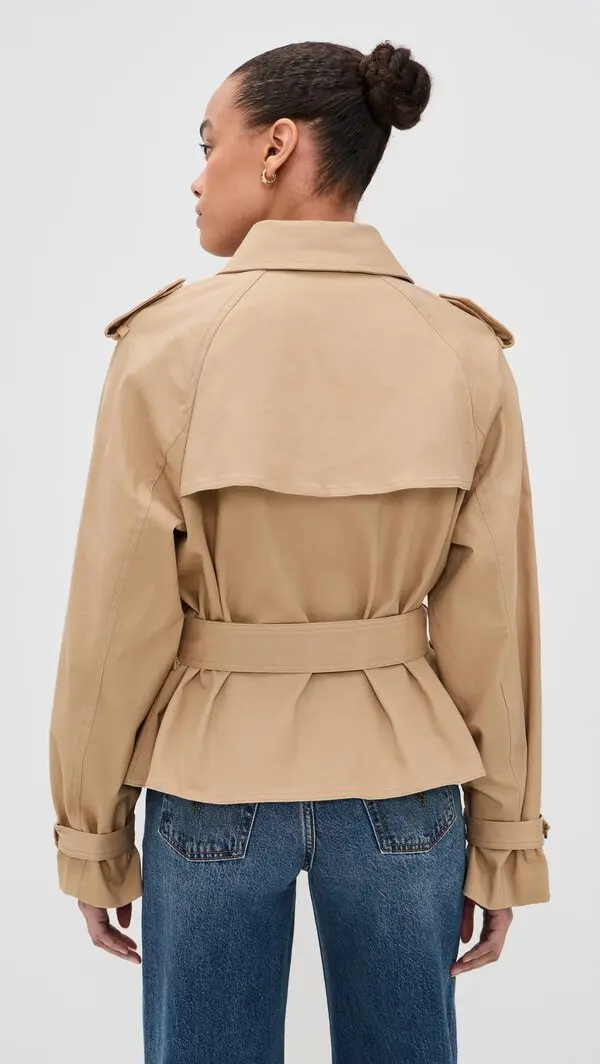 Good American Twill Trench Jacket - Sandy Fawn