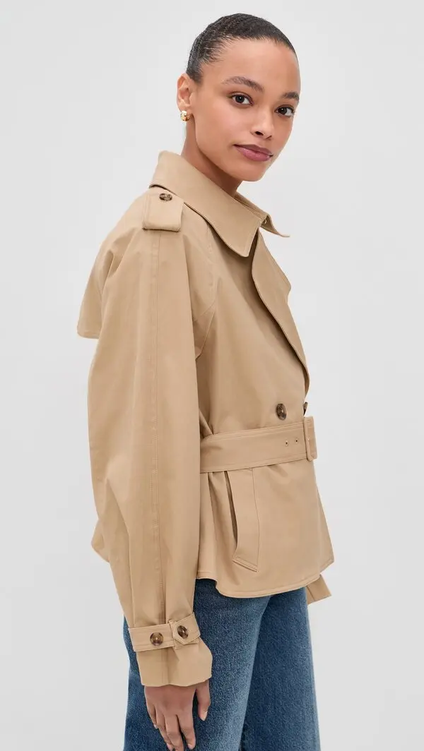 Good American Twill Trench Jacket - Sandy Fawn