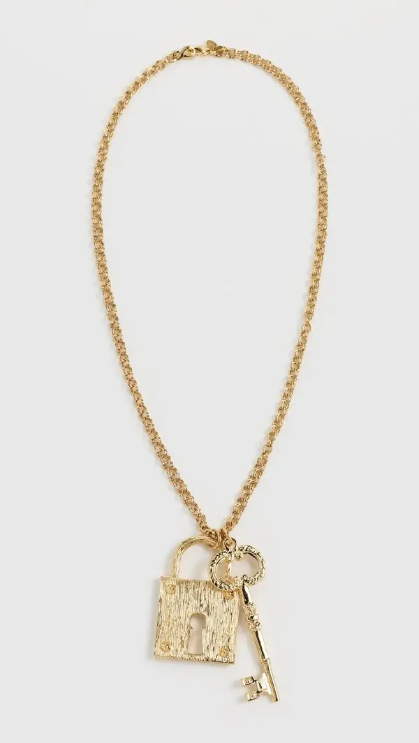 KENNETH JAY LANE Lock Pendant Necklace