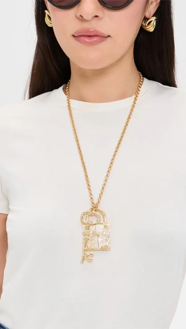 KENNETH JAY LANE Lock Pendant Necklace