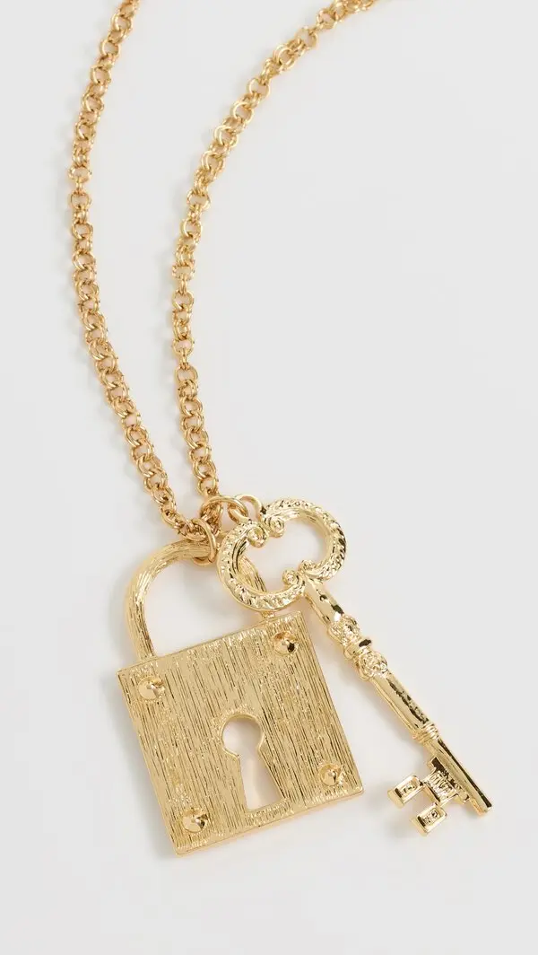 KENNETH JAY LANE Lock Pendant Necklace