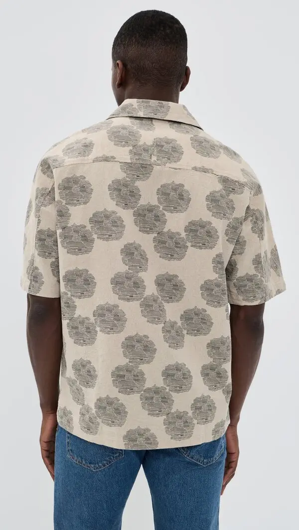 Nn07 Ole Printed Linen Shirt - Oatmeal