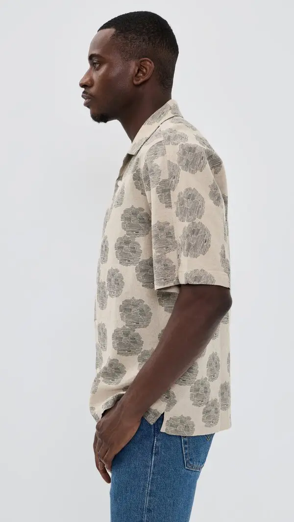 Nn07 Ole Printed Linen Shirt - Oatmeal