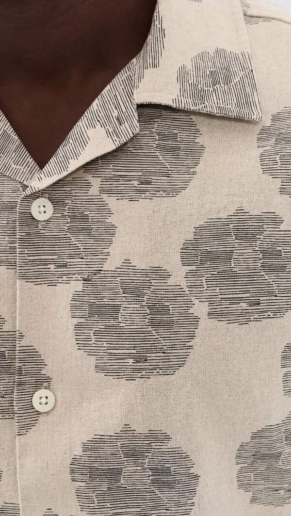 Nn07 Ole Printed Linen Shirt - Oatmeal