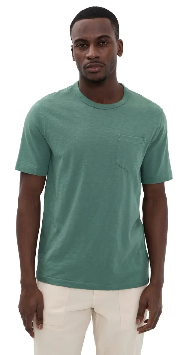 Faherty Brand Sunwashed Pocket Tee - Island Spruce