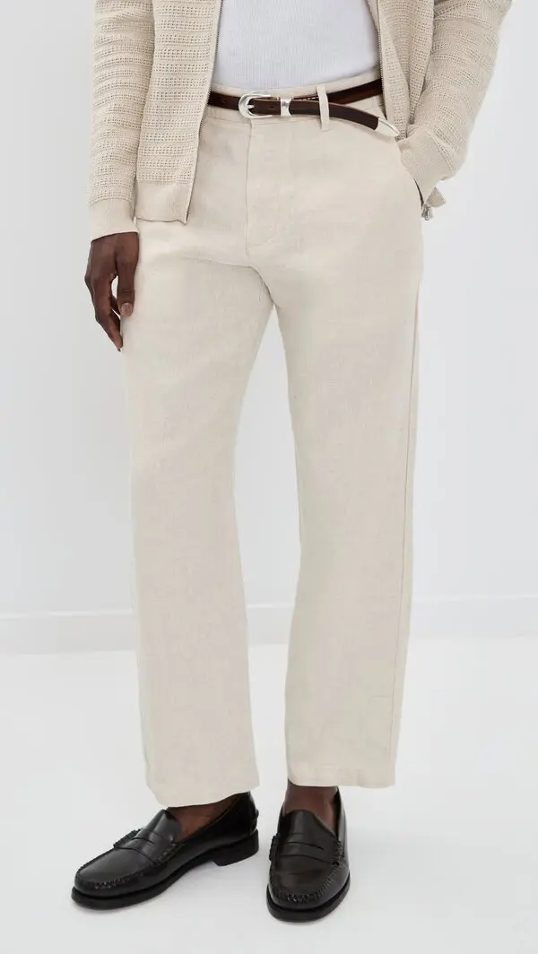 Nn07 Aden Linen Trousers - Oat