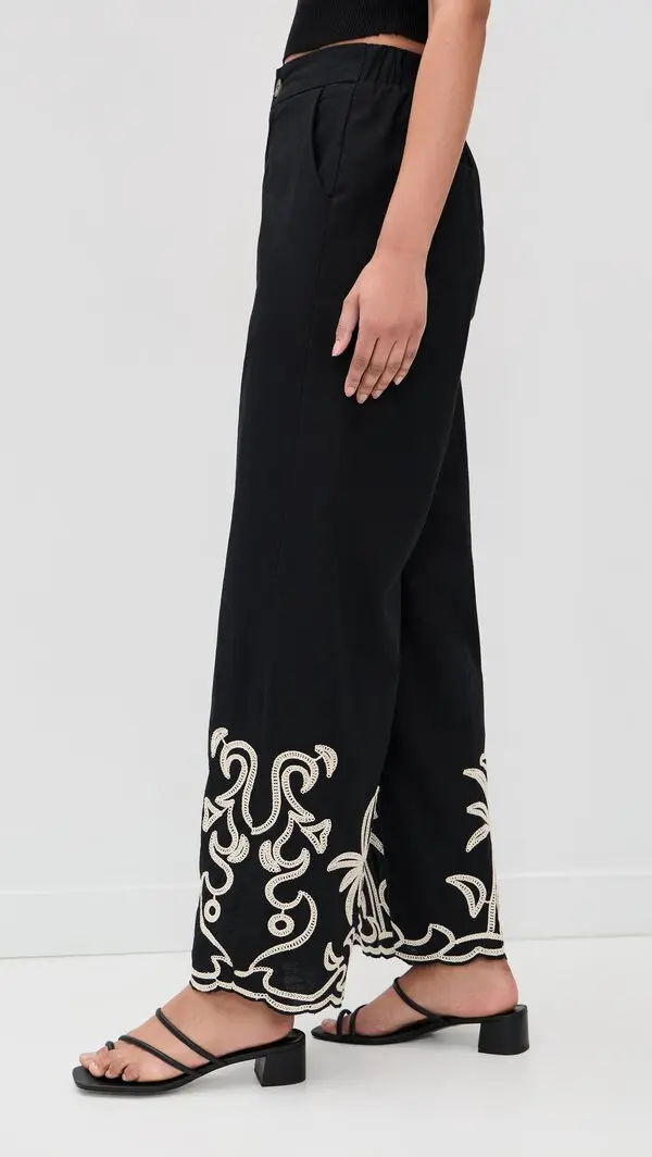 LITTLE LIES Palm Embroidery Wide Leg Pants