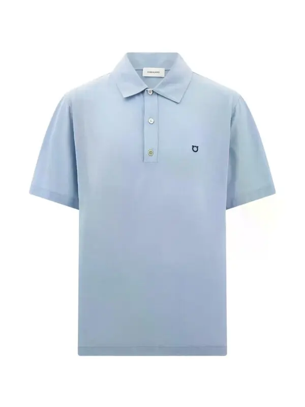FERRAGAMO Short Sleeve Jersey Polo - Blue