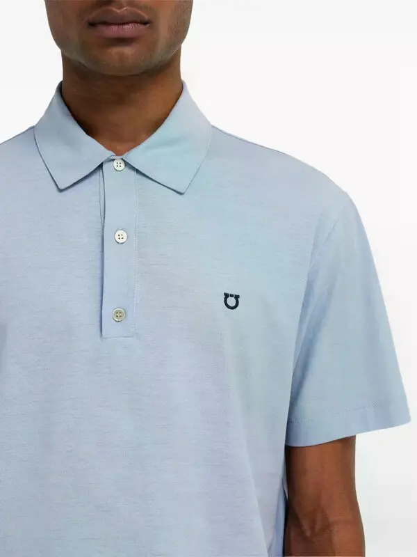 FERRAGAMO Short Sleeve Jersey Polo - Blue