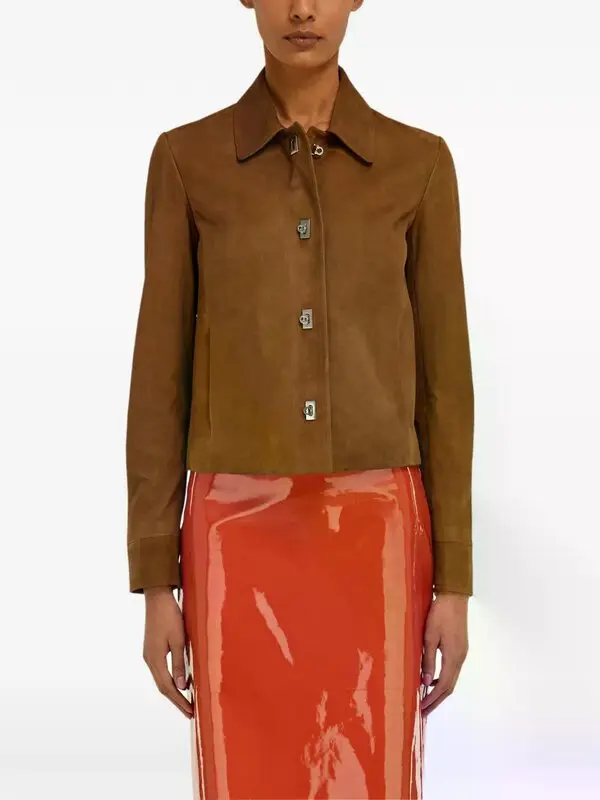 FERRAGAMO Boxy Nubuck Jacket - Brown