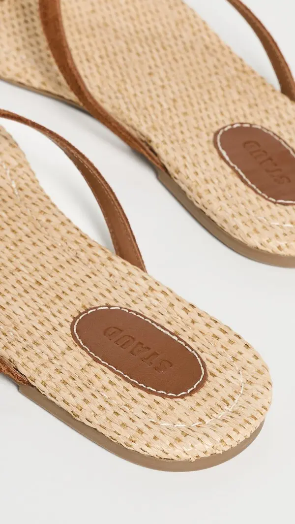 Staud Freja Raffia Sandals - Tabac