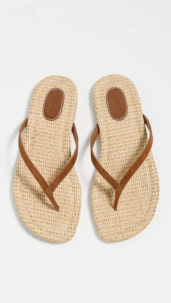 Staud Freja Raffia Sandals - Tabac