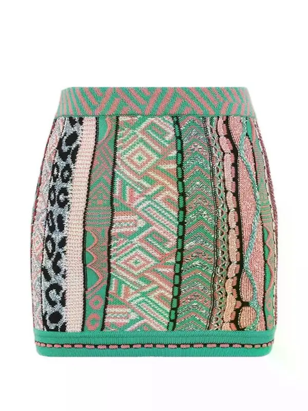 LANEUS Patterned Knit Mini Skirt