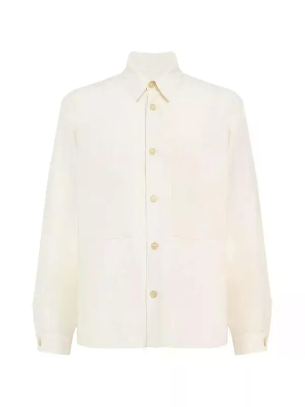 LANEUS Buttoned Pocket Overshirt - Neutrals