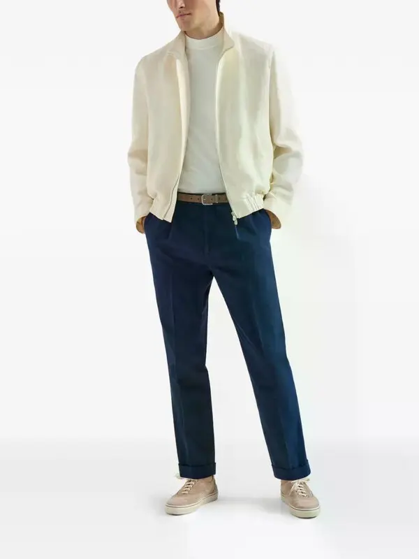 Brunello Cucinelli Garment-dyed Twisted Cotton Gabardine Pleated Trousers - Blue