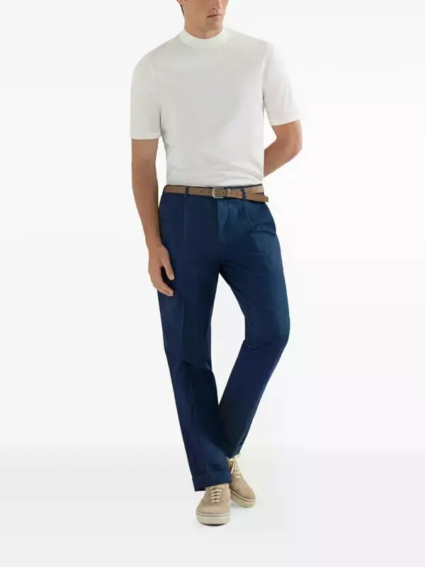 Brunello Cucinelli Garment-dyed Twisted Cotton Gabardine Pleated Trousers - Blue
