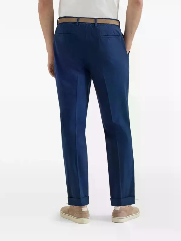 Brunello Cucinelli Garment-dyed Twisted Cotton Gabardine Pleated Trousers - Blue