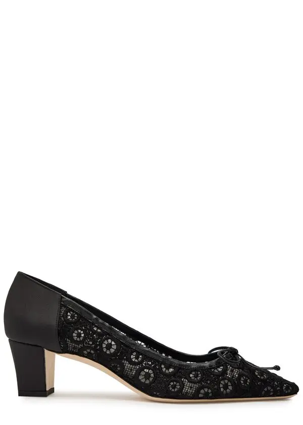 Manolo Blahnik Martebal 50 Lace And Satin Pumps - Black