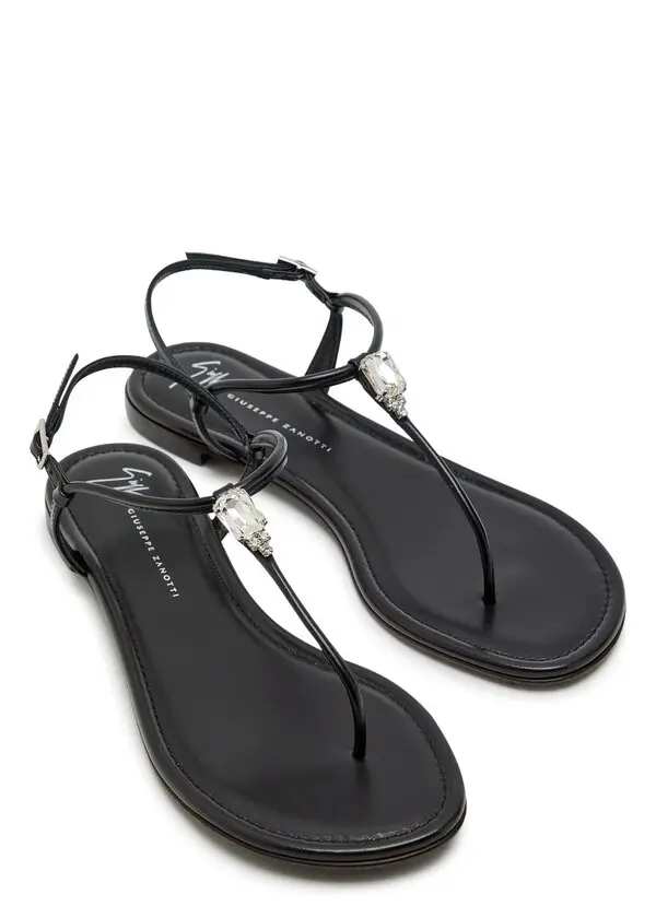 GIUSEPPE ZANOTTI Crystal-embellished Leather Sandals - Black