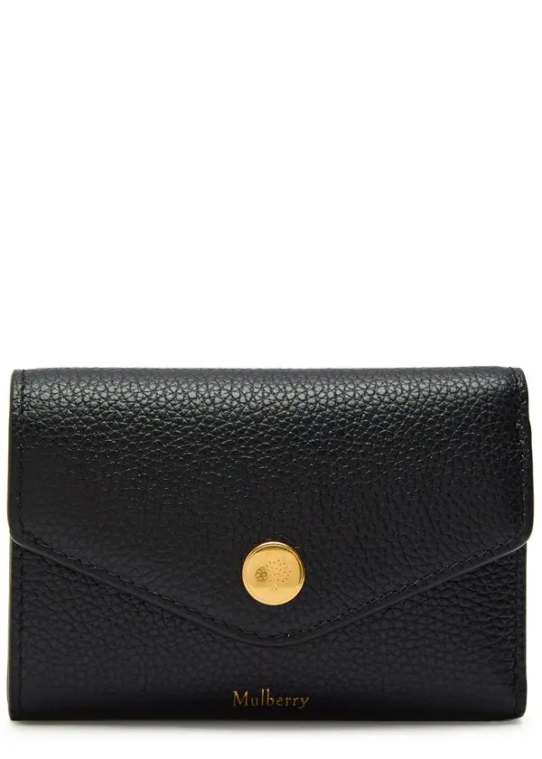 Mulberry Logo Grained Leather Wallet - Black