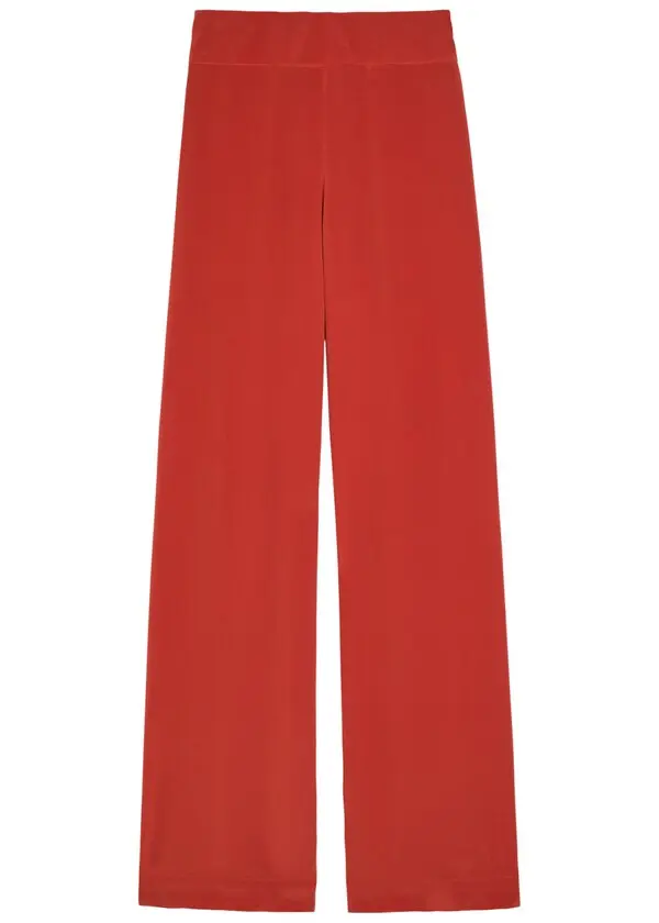 JOSEPH Rihani Wide-leg Silk Trousers - Red