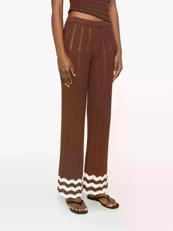 TWINSET Knitted Trousers With Zig-zag Pattern And Fringes