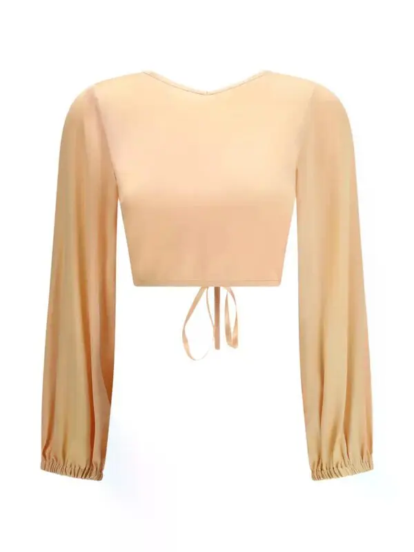 KRISTINA TI Lace Tie Blouse - Neutrals