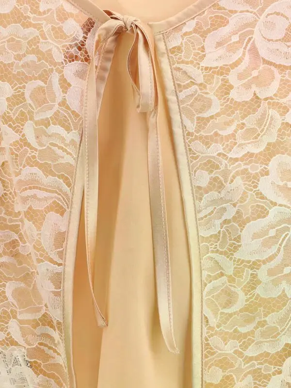 KRISTINA TI Lace Tie Blouse - Neutrals