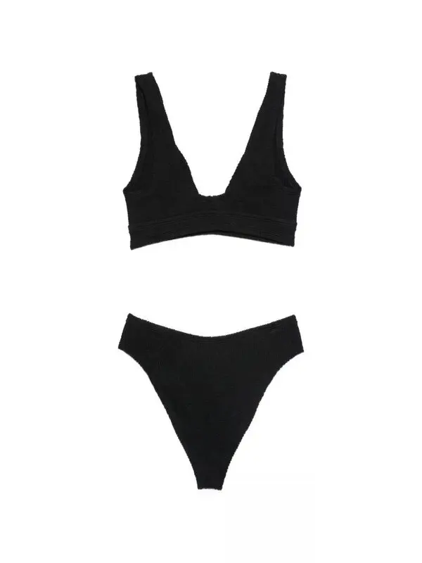 Hunza G V-neck Crinkle Two-piece Set