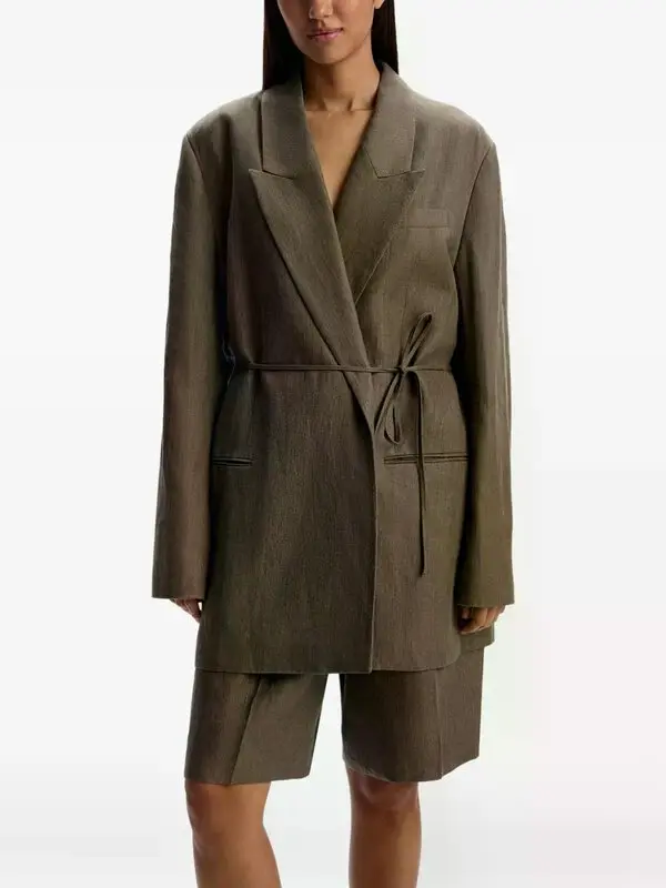 12 STOREEZ Belted Blazer - Brown