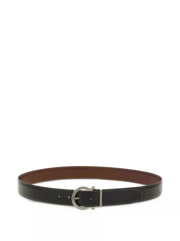 FERRAGAMO Reversible And Adjustable Gancini Belt - Black