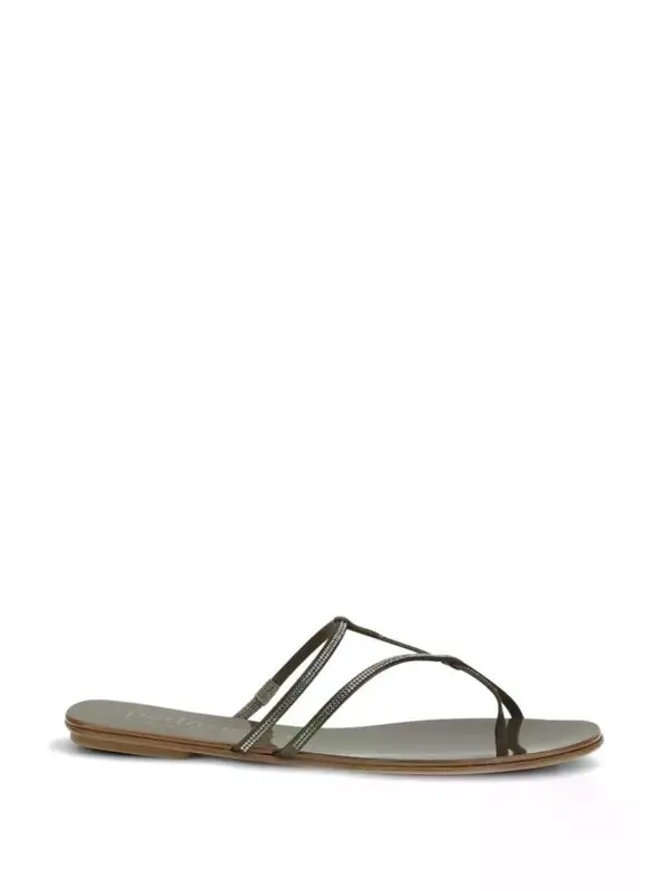 PEDRO GARCIA Embellished T-strap Sandals - Brown