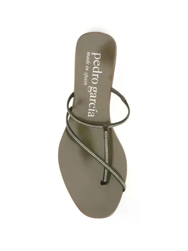 PEDRO GARCIA Embellished T-strap Sandals - Brown