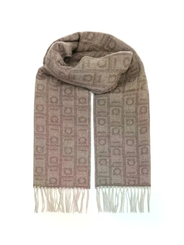 FERRAGAMO Monogram-pattern Fringed Scarf