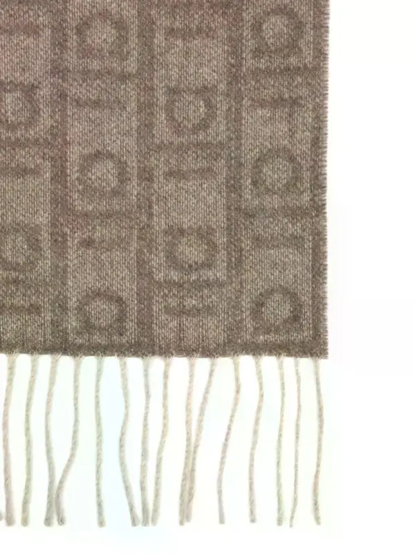FERRAGAMO Monogram-pattern Fringed Scarf