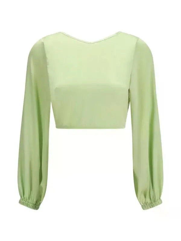 KRISTINA TI Lace-panel Tie Blouse - Green