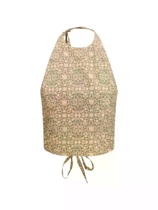 KRISTINA TI Floral Print Halterneck Top - Neutrals