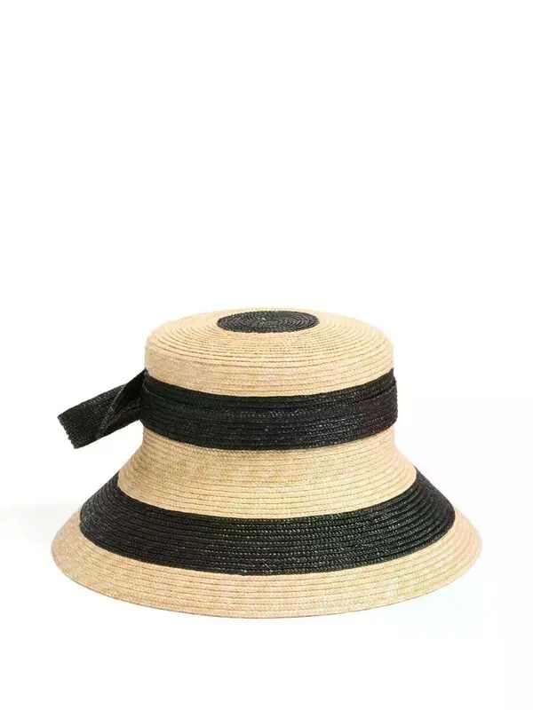 Valentino Garavani Signature Bow Straw Bucket Hat