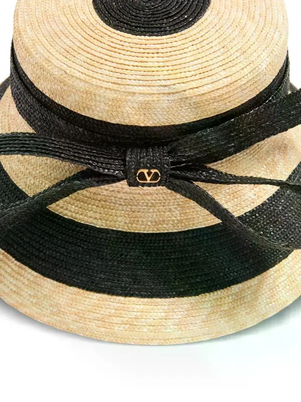 Valentino Garavani Signature Bow Straw Bucket Hat