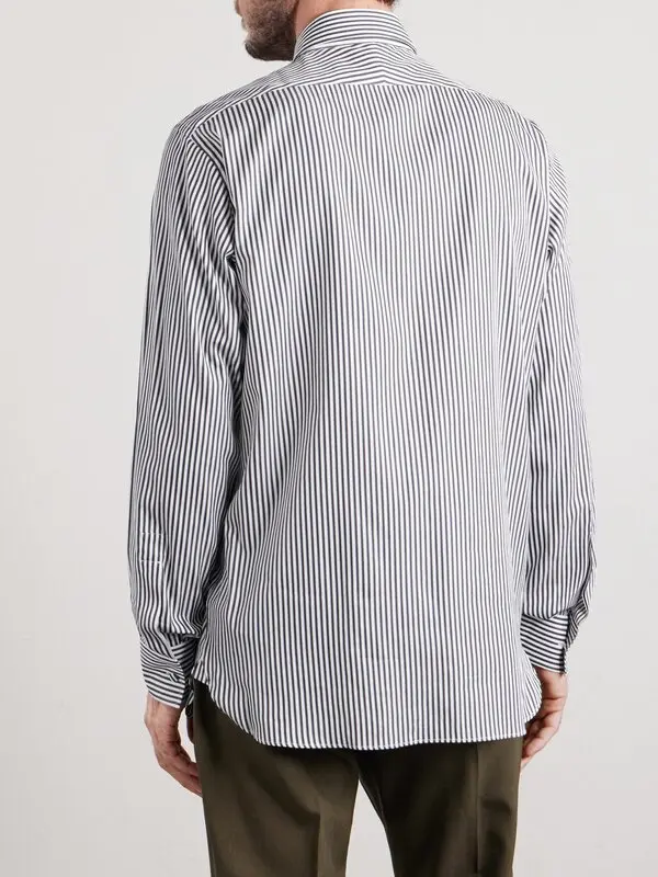 TOM FORD Striped Cotton And Silk-blend Poplin Shirt - Gray