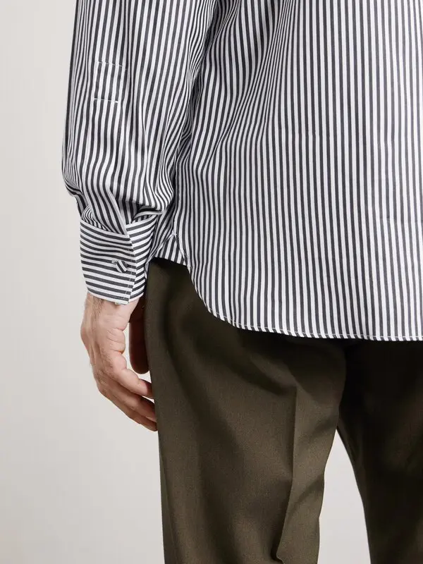 TOM FORD Striped Cotton And Silk-blend Poplin Shirt - Gray